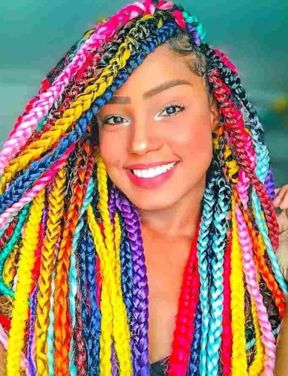 40 Mixed Color Box Braids Ideas - Best Combination - Claraito's Blog