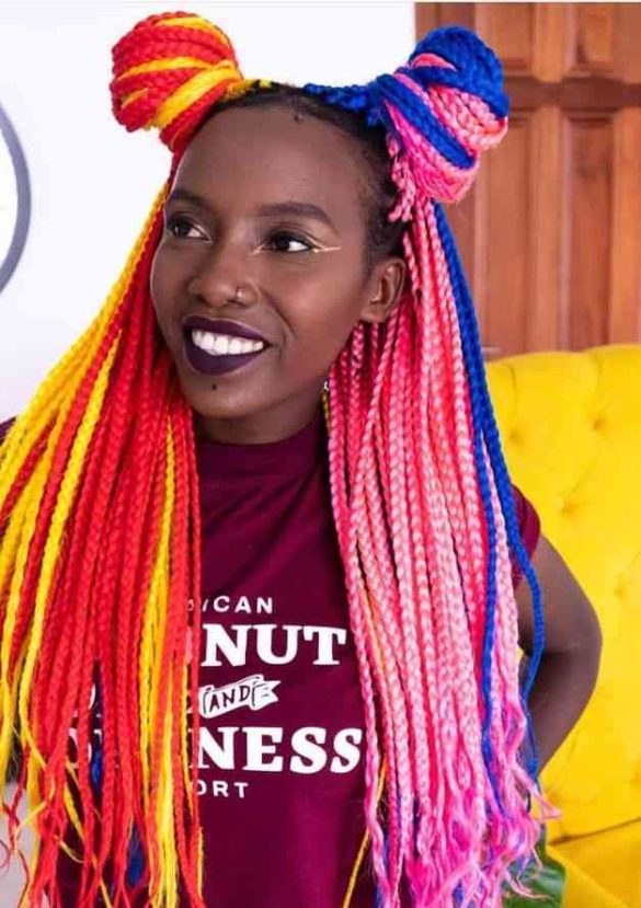 40 Mixed Color Box Braids Ideas - Best Combination - Claraito's Blog